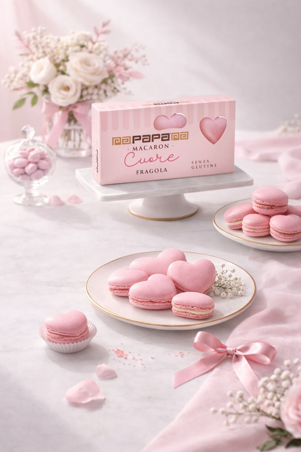 Papa - Macaron a forma di Cuore Rosa gusto Fragola 6pz – La Confettata ...